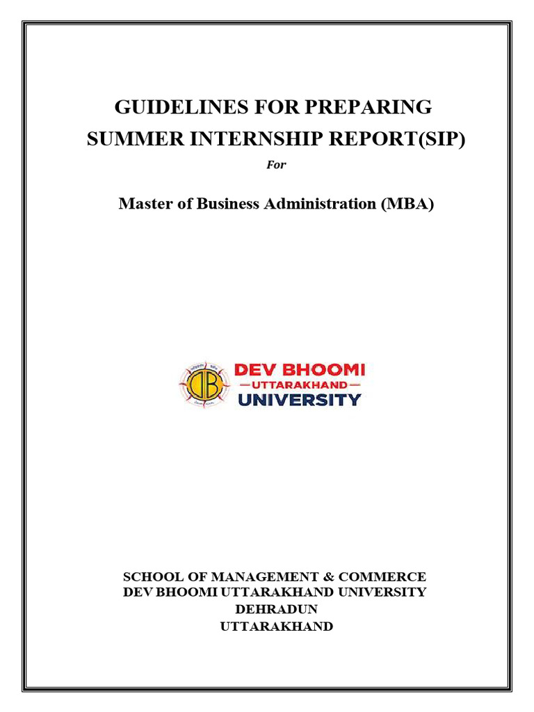 SIP Report Guidelines-MBA | PDF | Paragraph | Typefaces