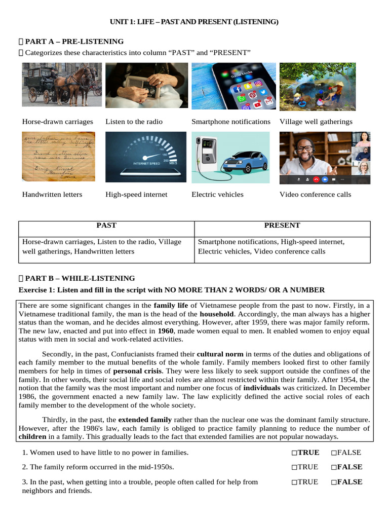 Unit 1 - Day 4 - Listening and Reading Template - Key | PDF | Telephone ...