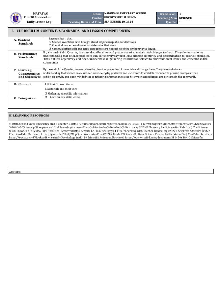 Grade 4 Science Lesson Plan: Matter | PDF | Biodegradation | Plastic