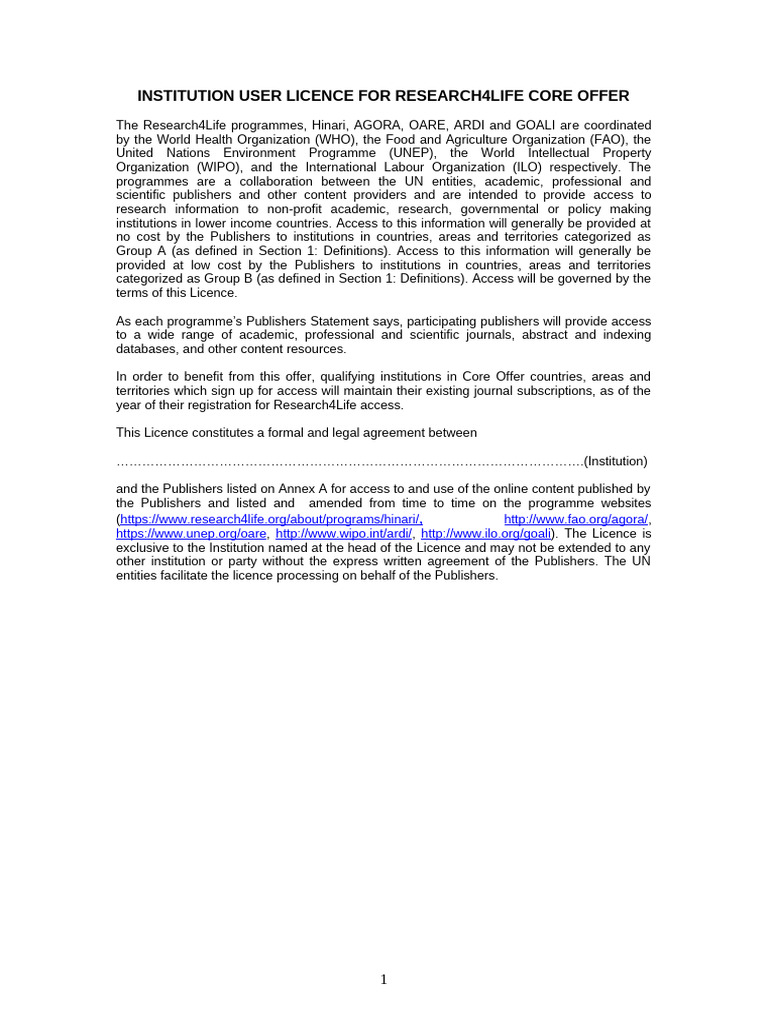 Research4Life User License Overview | PDF
