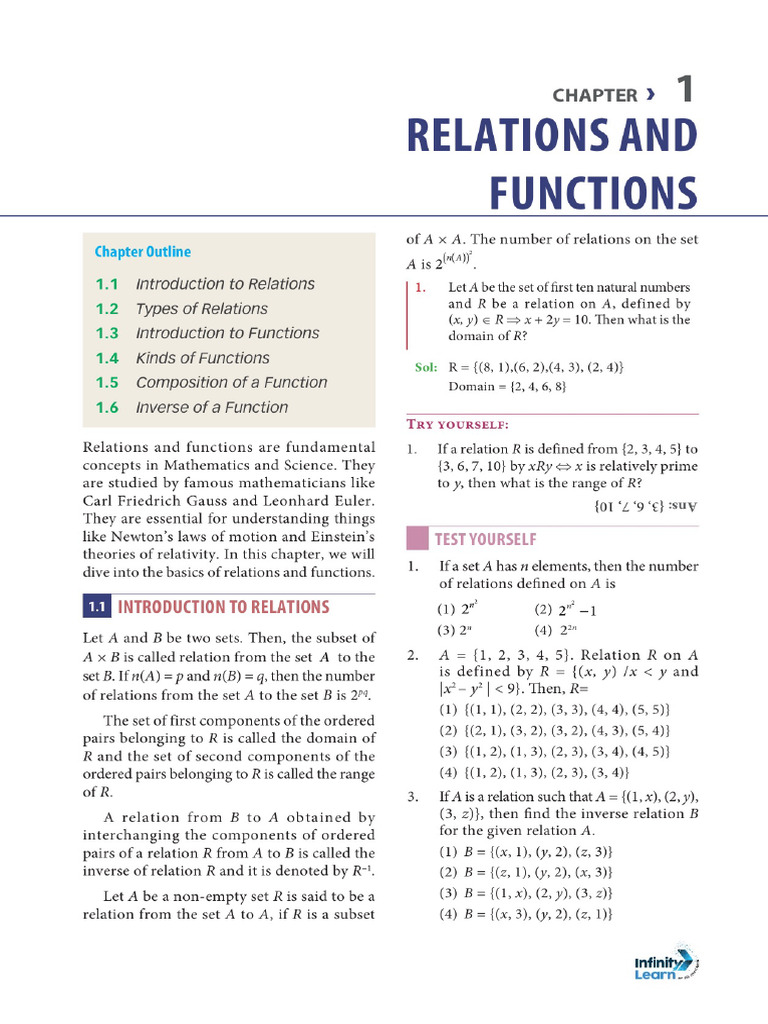 Relation and Functions - pdf-1 | PDF