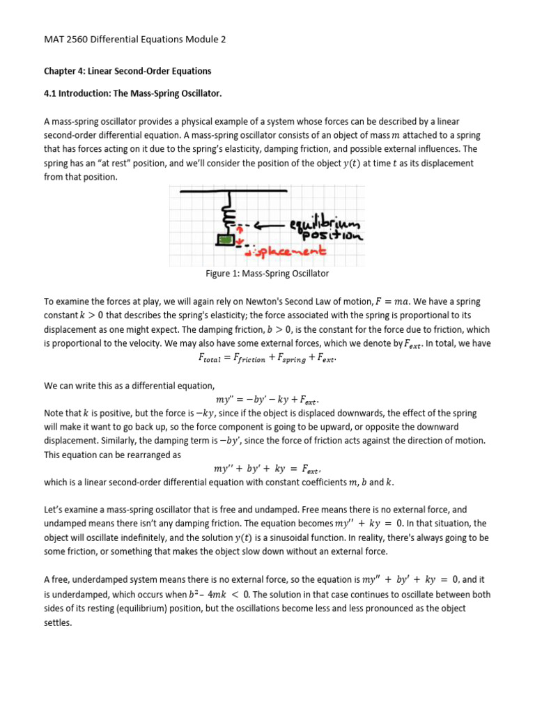 Mass-Spring Oscillator Dynamics Explained | PDF | Damping | Oscillation