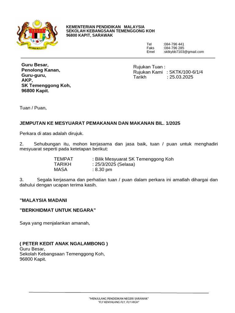Surat Jemputan Mesyuarat | PDF