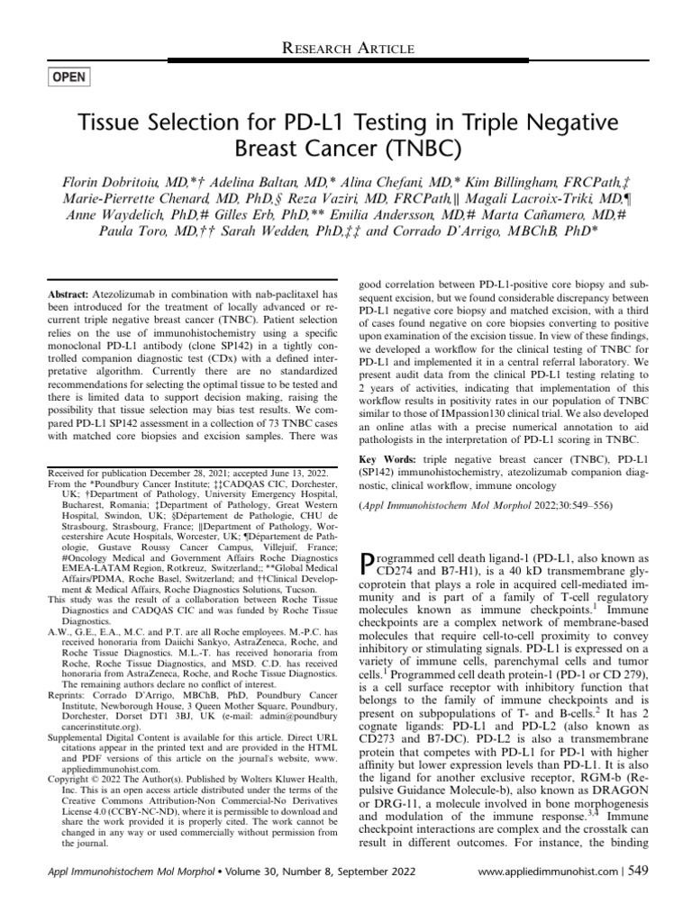 Tissue Selection For PD l1 Testing in Triple.3 | PDF | Biopsy ...