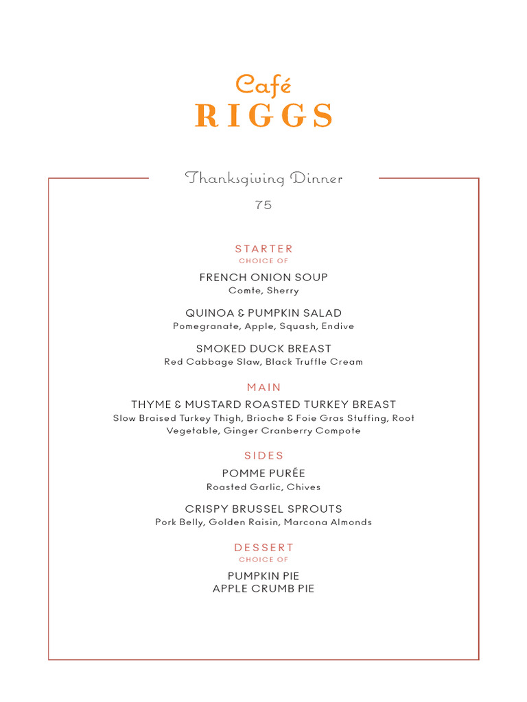 Cafe Riggs Thanksgiving Dinner Digital 092123 Ada | PDF