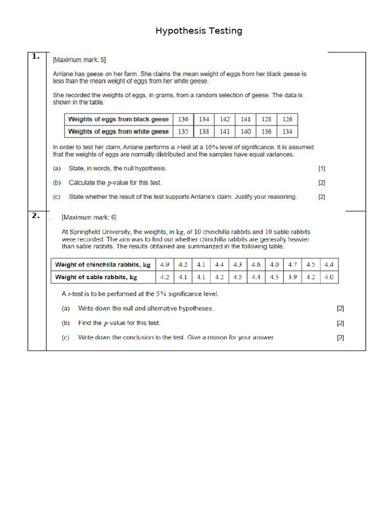 Random Variable Test QP | PDF