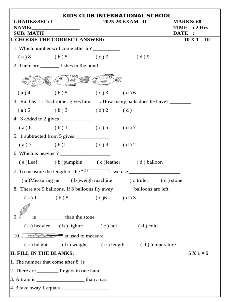 Math Exam Grade 1 | PDF | Chess Theory | Chess