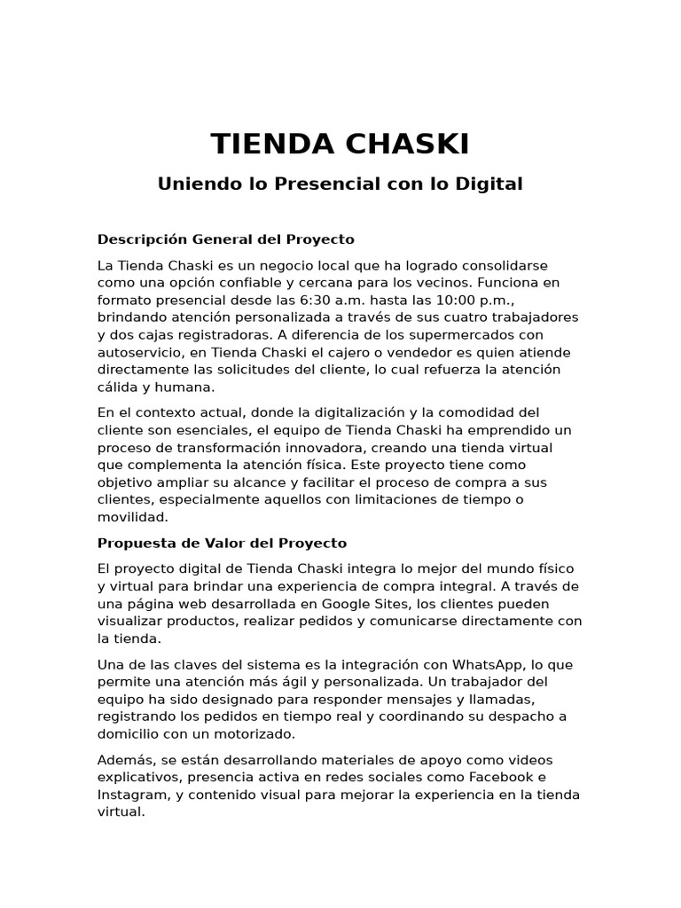 Tienda Chaski | PDF | Entrega (Comercio) | Informática