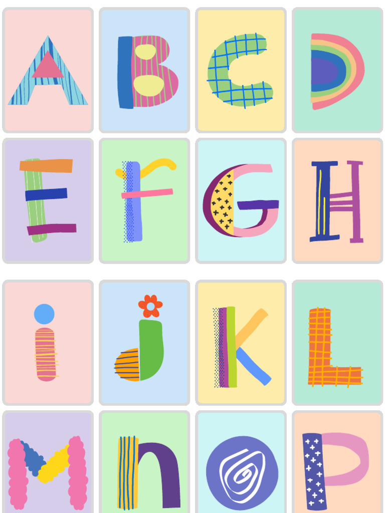 Pastel Playful Alphabet Flashcards | PDF
