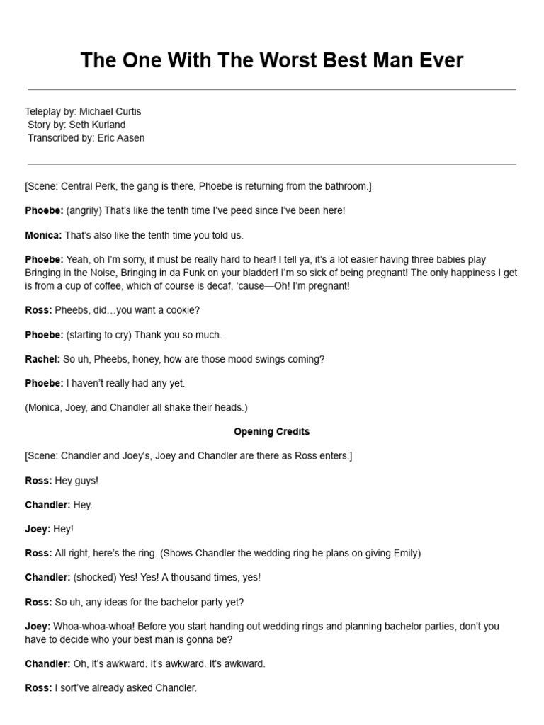 FRIENDS - 422 The Worst Best Man Ever | PDF | Friends