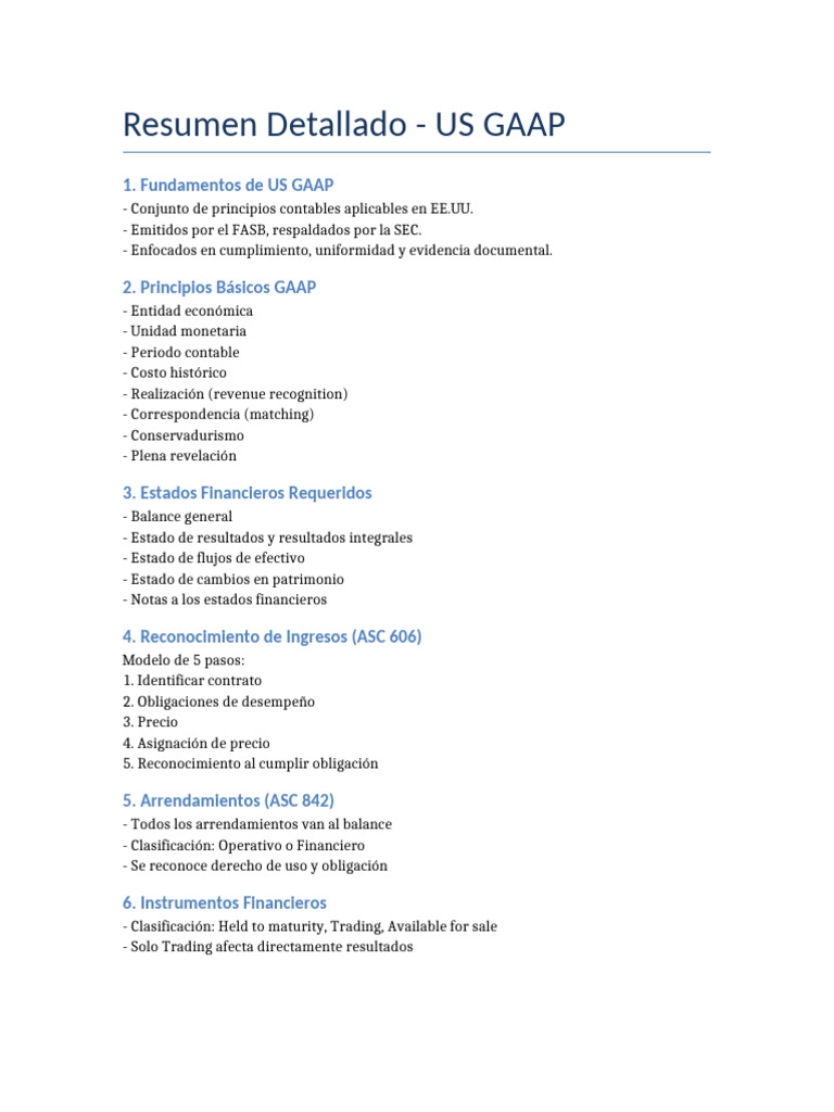 Resumen US GAAP Detallado | PDF