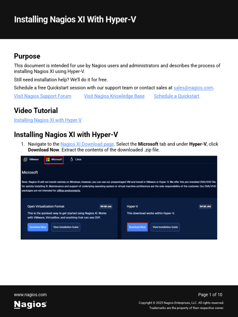 Installing Nagios XI With Hyper V | PDF | Hyper V | Computer Architecture