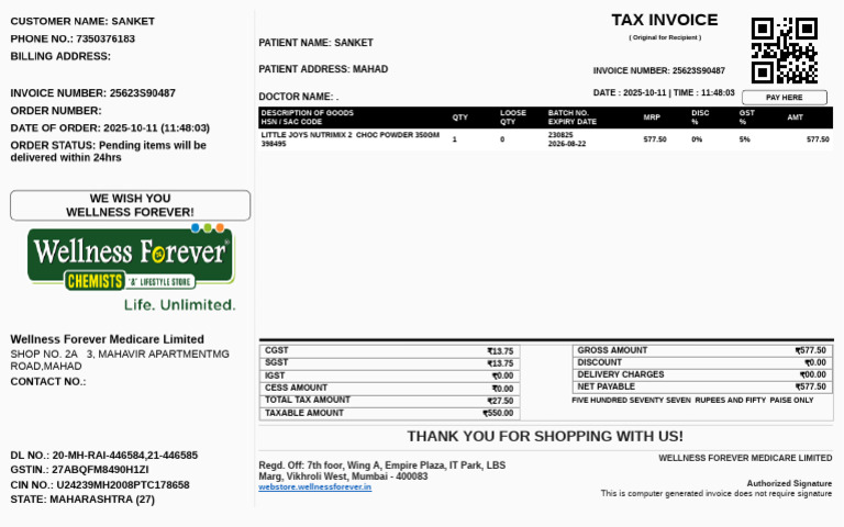 Wellness Forever Medicare Invoice 25623 | PDF | Sales | Public ...