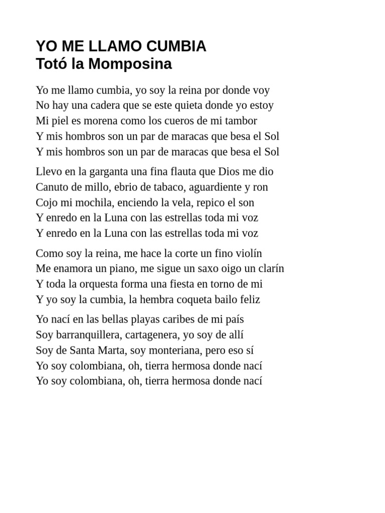 Yo Me Llamo Cumbia | PDF