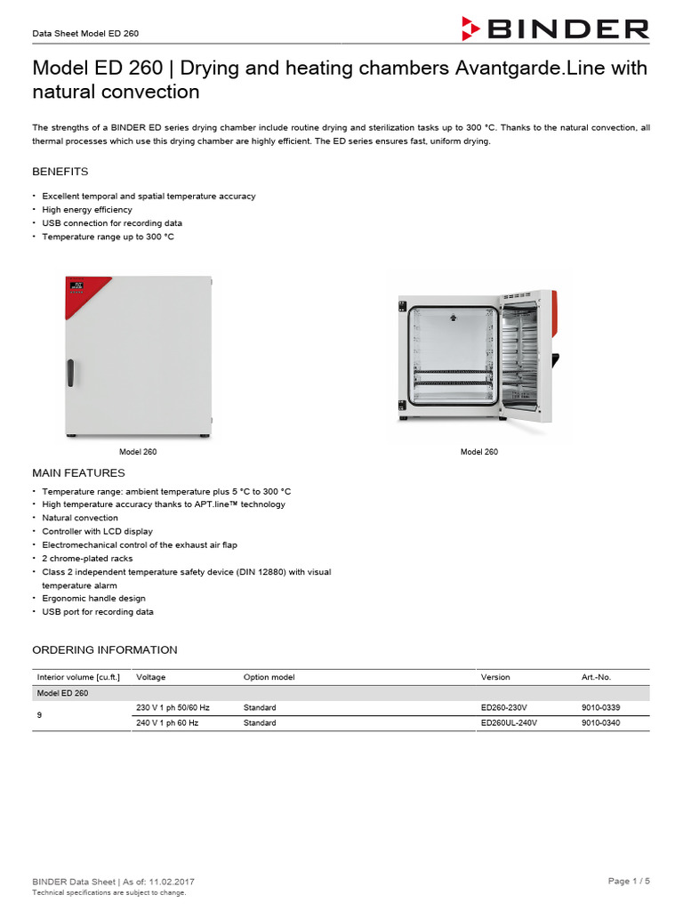 Data Sheet Model ED 260 en | PDF | Temperature