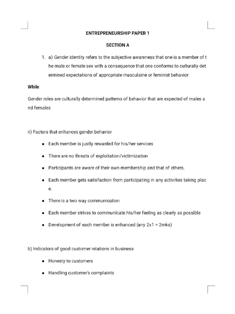 S 6 Entrepreneurship Paper 1 Uace Notes Phoenix | PDF