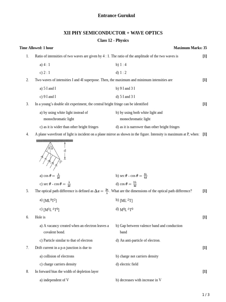 Xii Phy Paper | PDF | P–N Junction | Electron