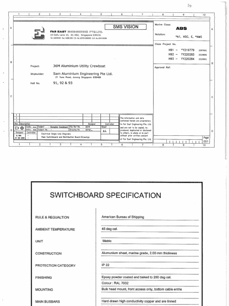 SMS Vision Electric Single Line Diagram | PDF
