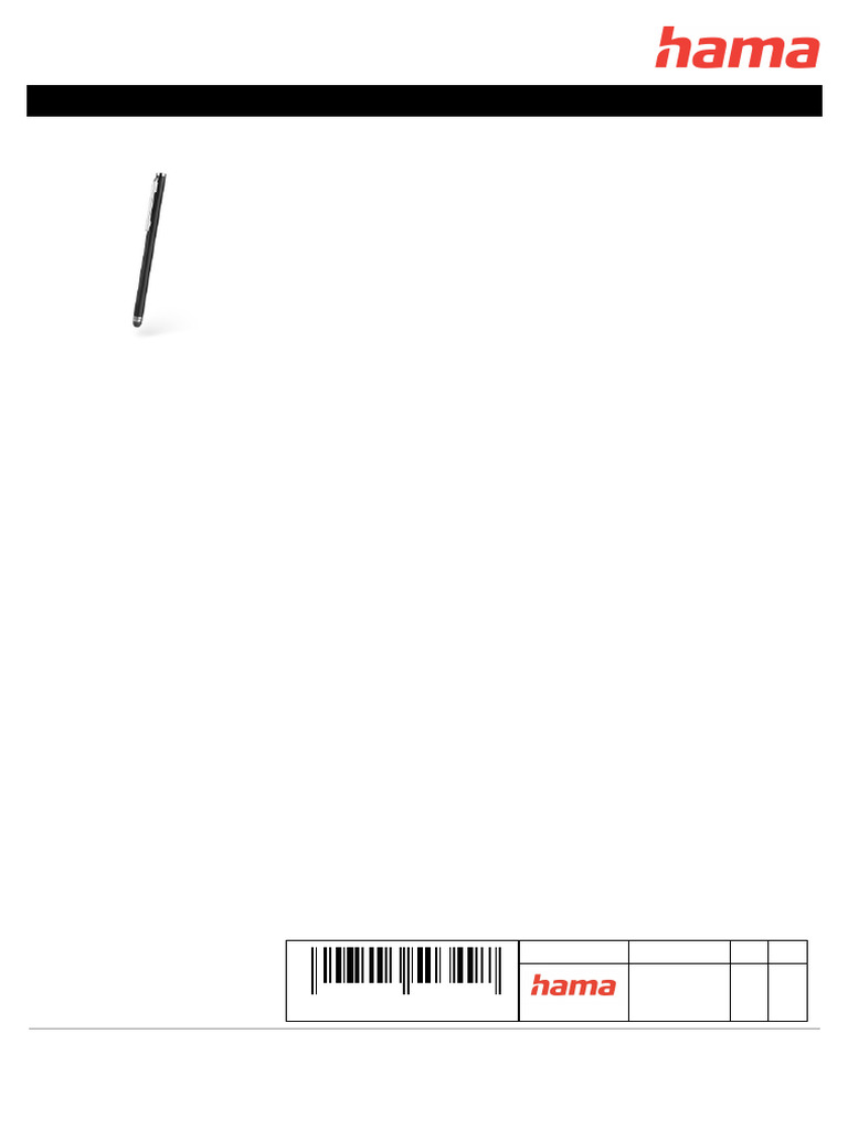 Hama Easy Stylus Black Data Sheet 1 | PDF