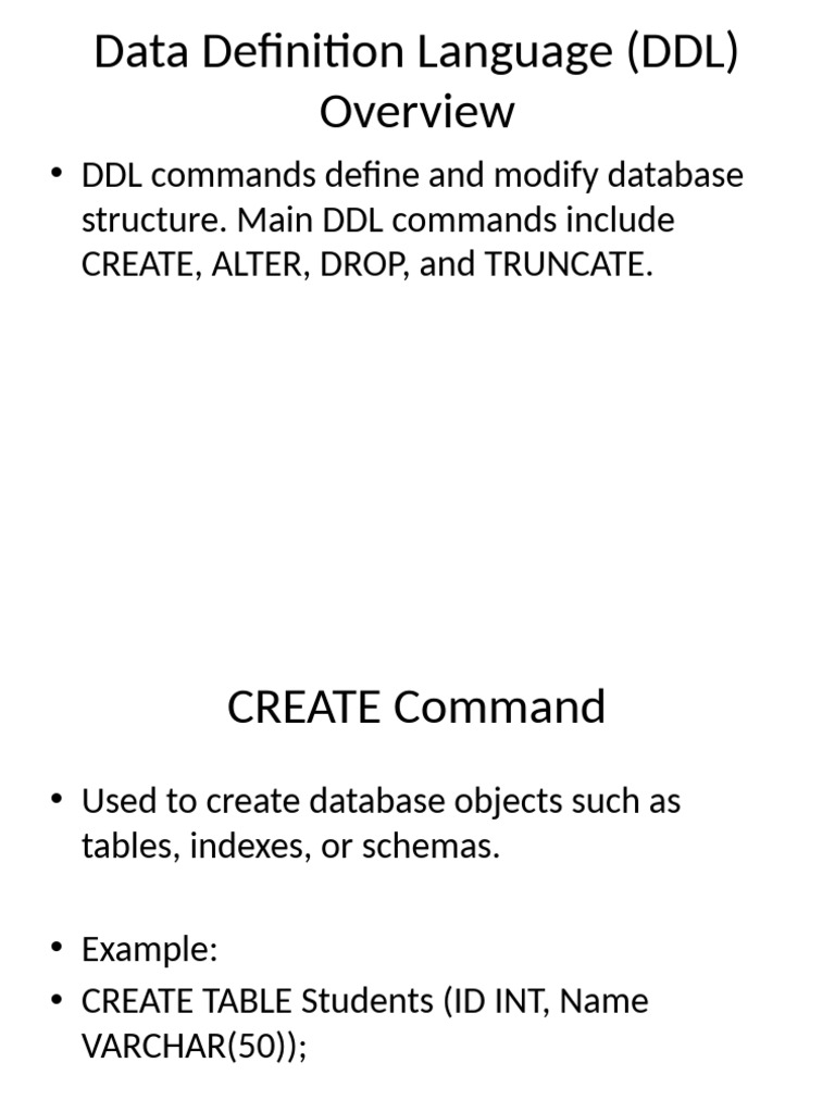DDL Commands 4slides | PDF