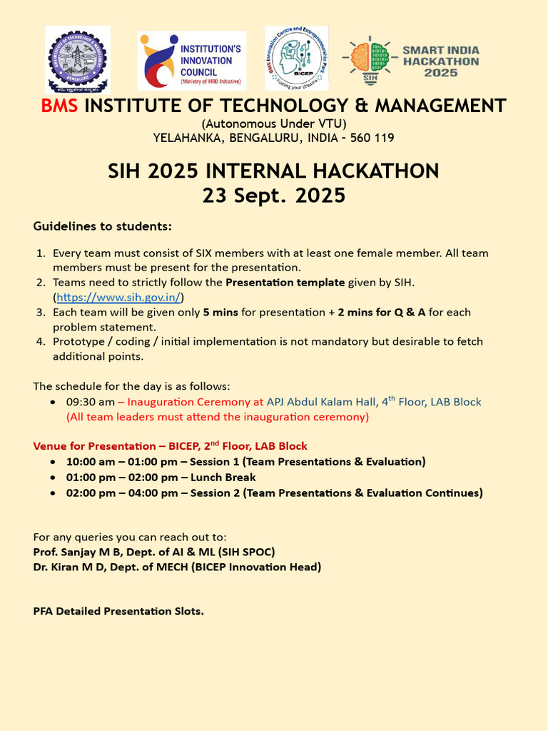 SIH 2025 Hackathon Guidelines | PDF
