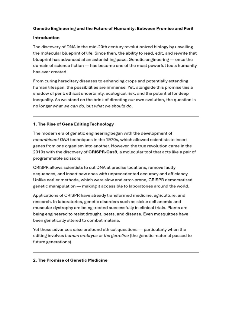 Genetic Engineering: Promise and Peril | PDF | Genetic Engineering ...