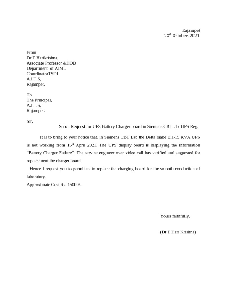 UPS Letter Siemens CBT Lab | PDF