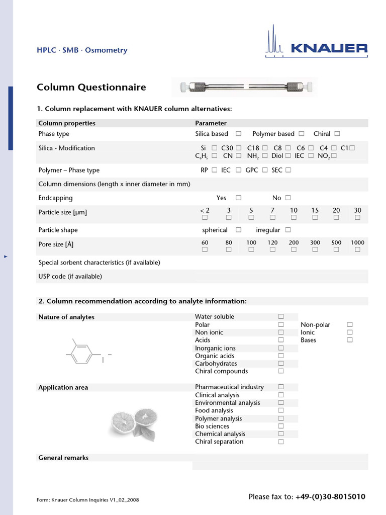 F e Co Knauer Column Questionnaire | PDF | Physical Sciences | Chemistry