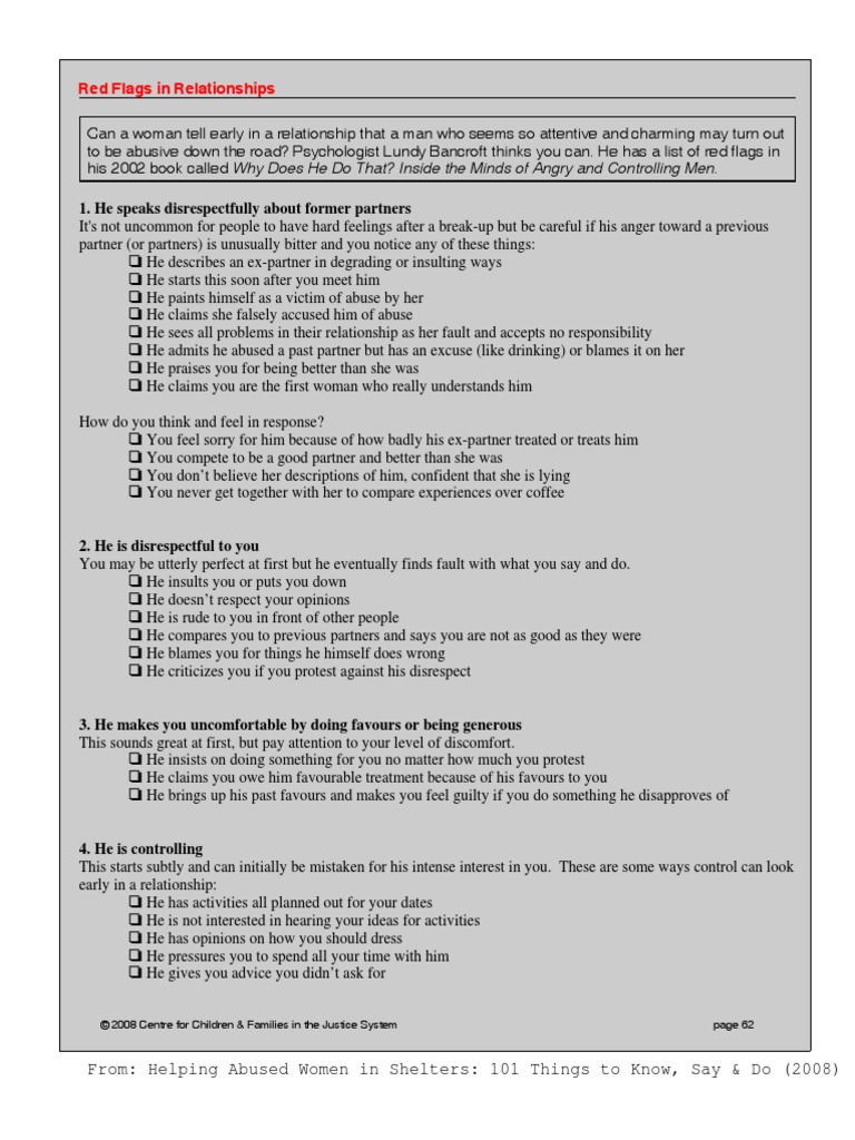 Red Flags For Unhealthy Relationships | PDF | Anger | Abusive Behaviour
