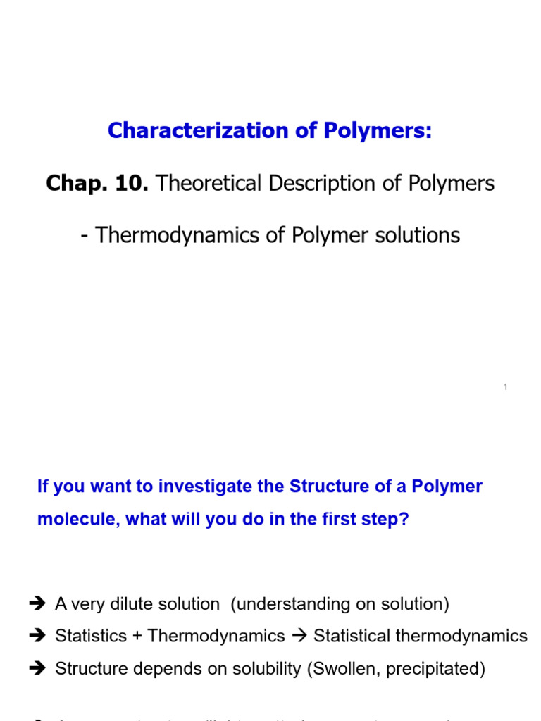 class material 3 - polymer solution thermodynamics | PDF | Solubility ...