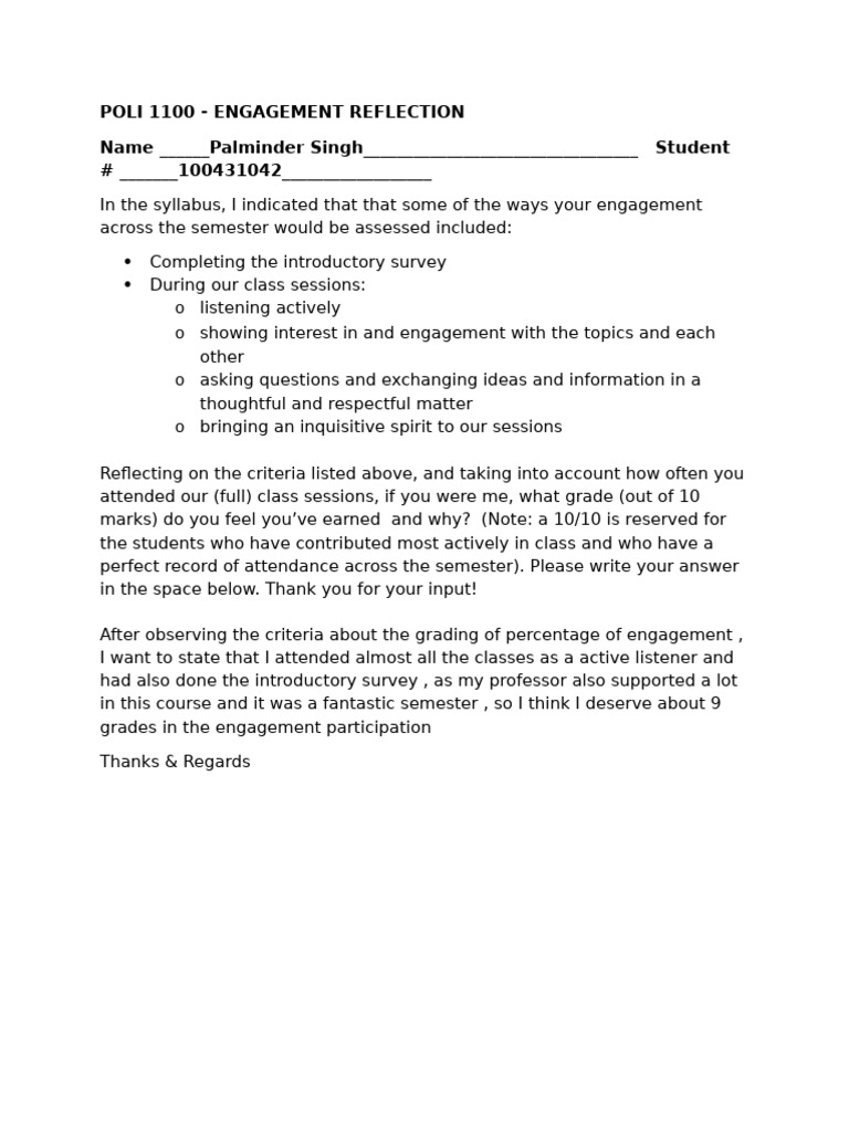 Engagement Reflection | PDF