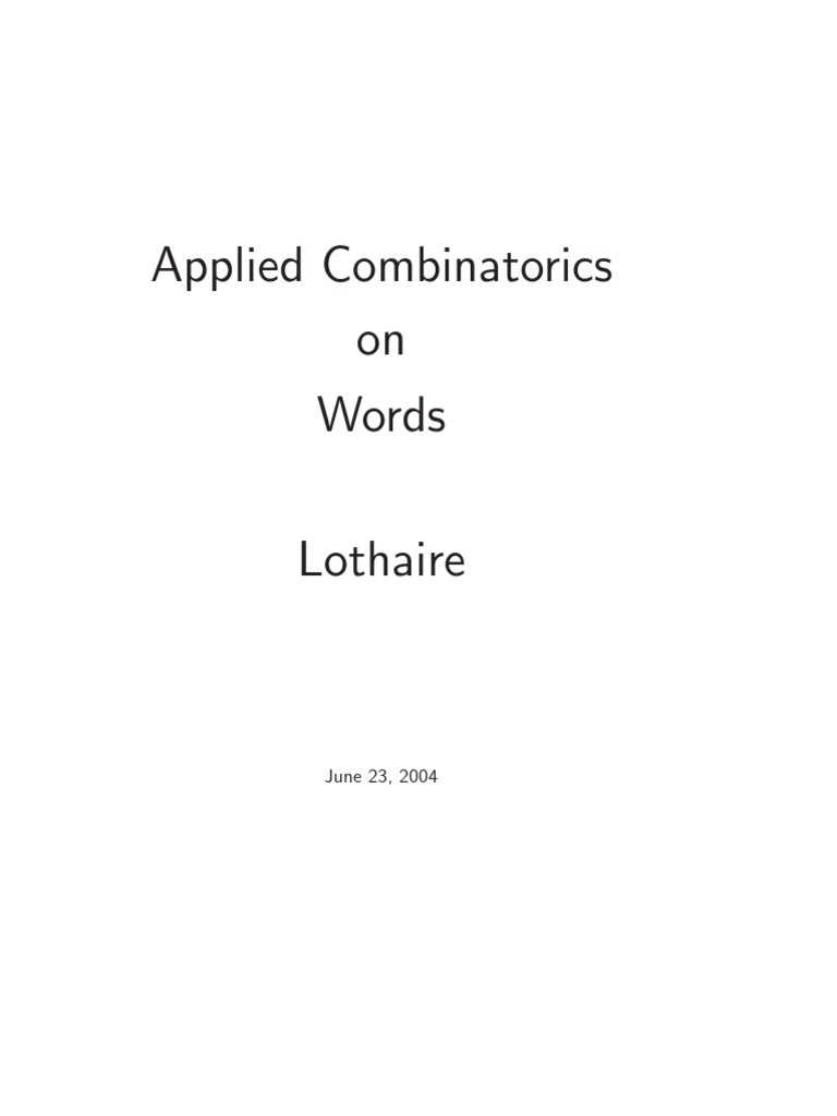 Applied Combinatorics On Words | PDF | Combinatorics | String (Computer Science)
