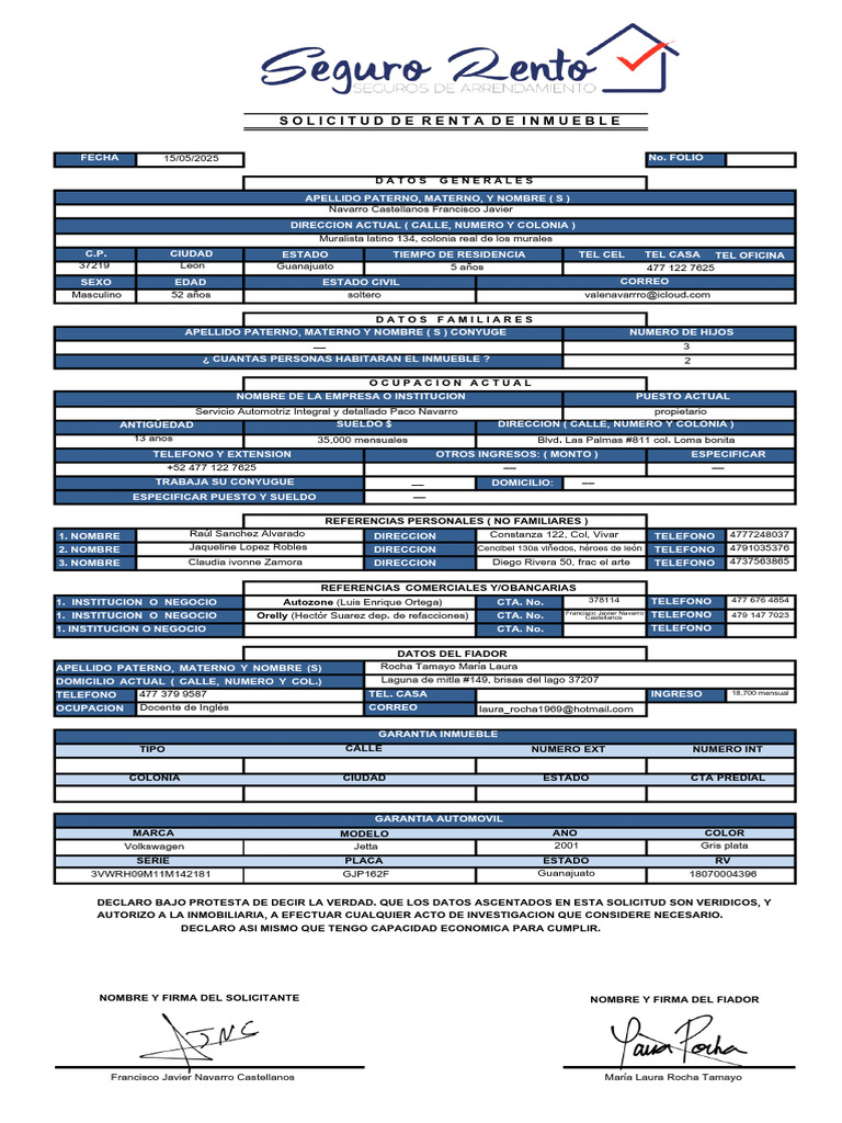 Formulario Solicitud PDF | PDF