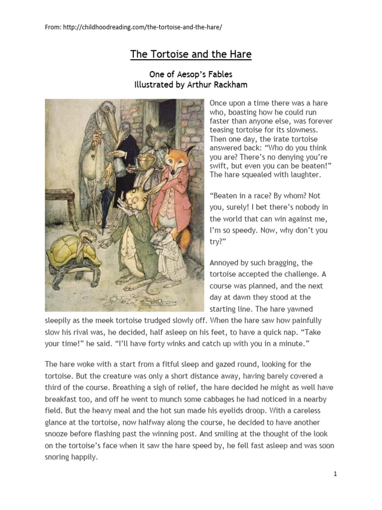 Aesop's Fable: Tortoise vs. Hare Race | PDF