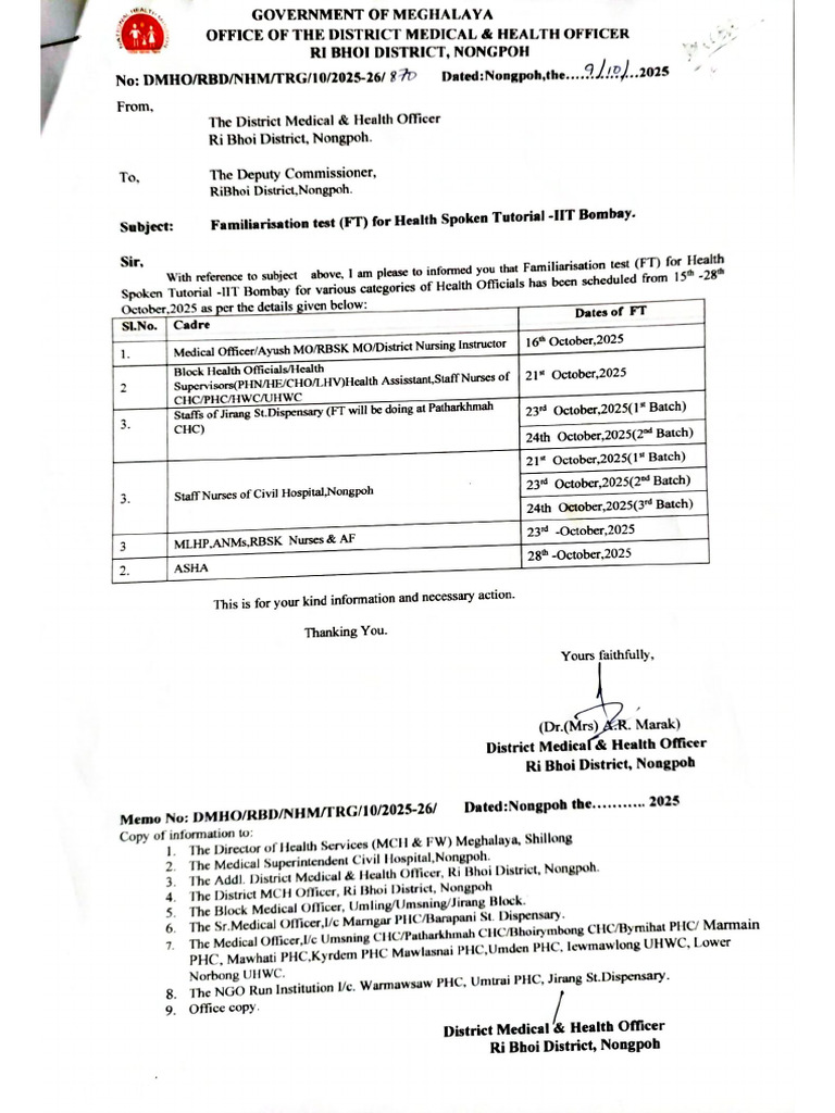 Familiarisation Test (FT) For Health Spoken Tutorial - IIT Bombay. | PDF