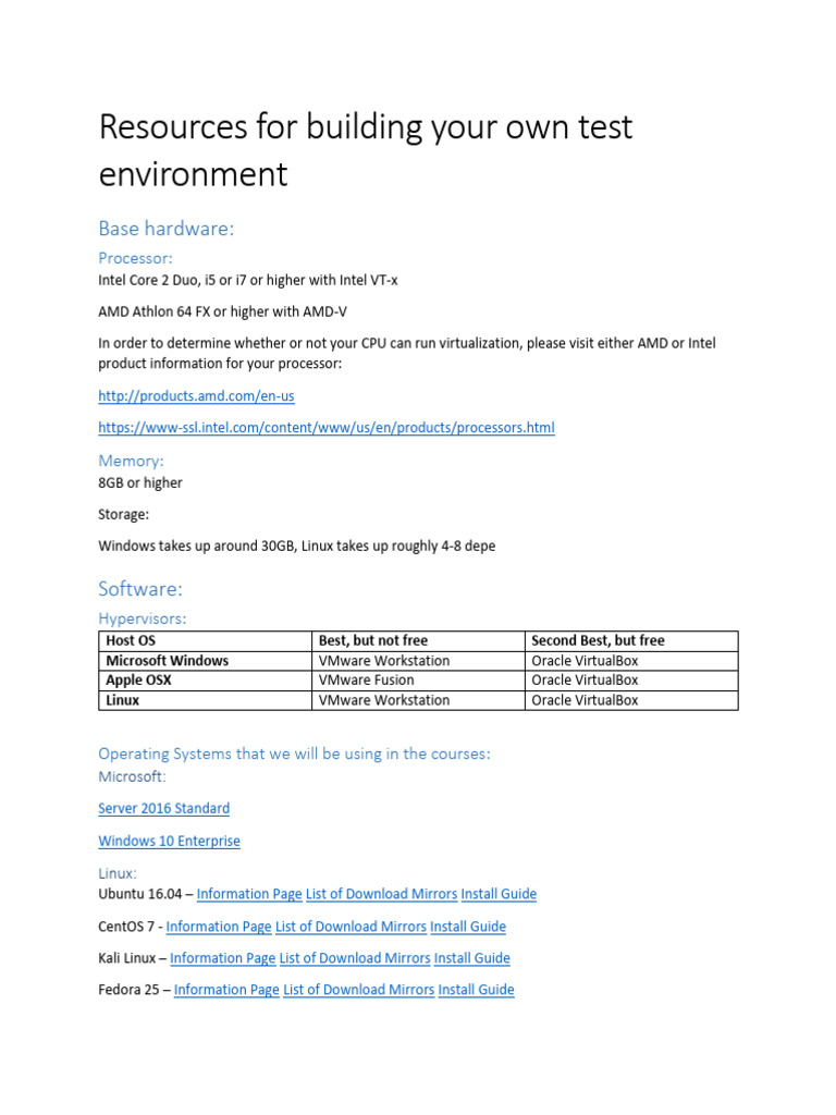 Resources For Building Your Own Test Environment | PDF | Virtual ...