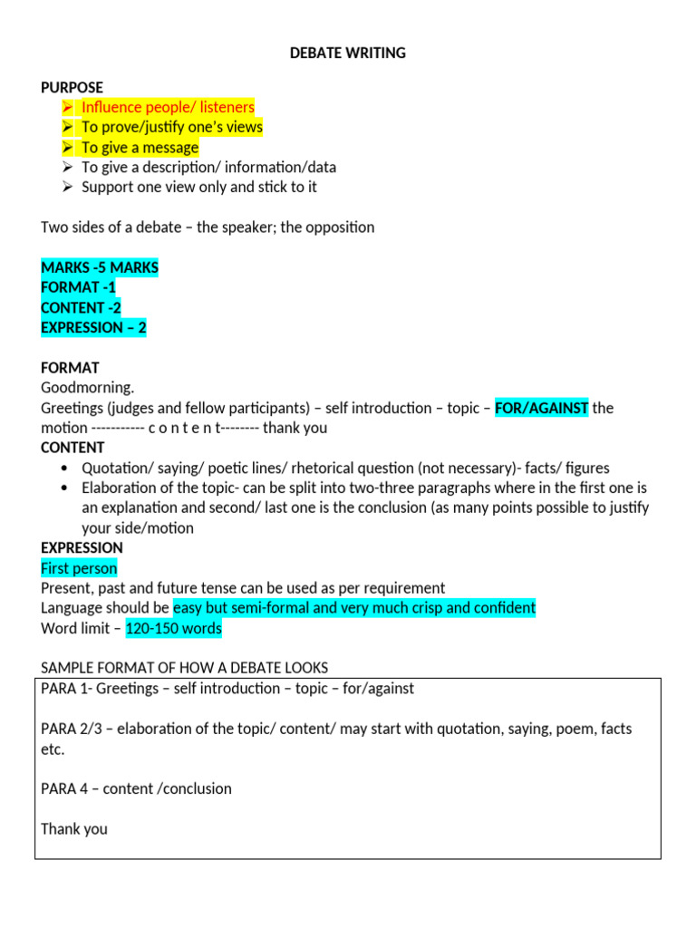 Debate Writing | PDF