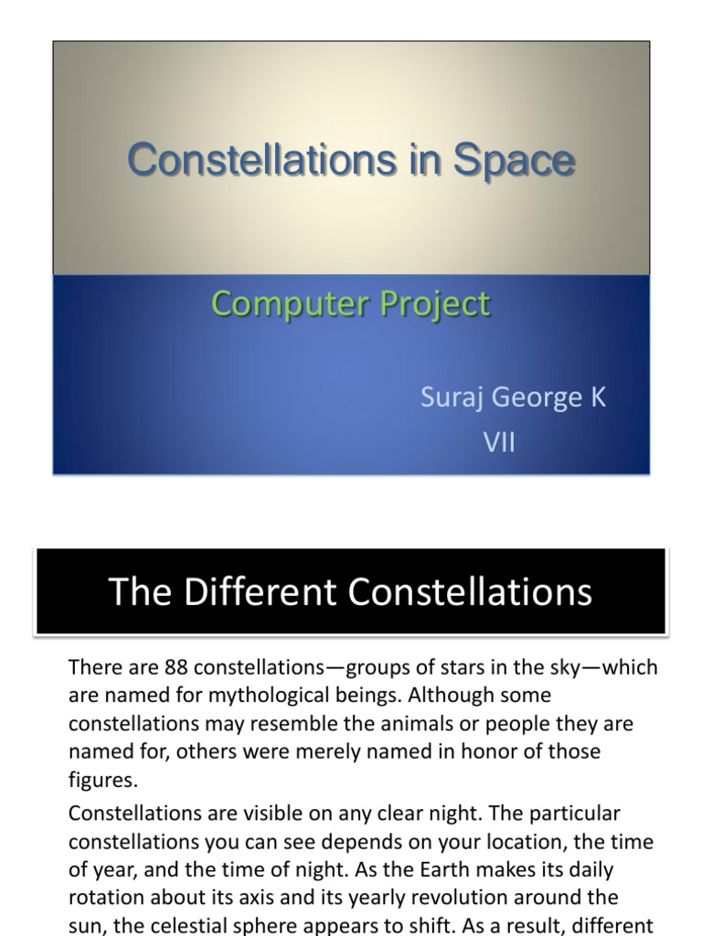 Constellations in Space: Computer Project | PDF | Constellation | Star ...