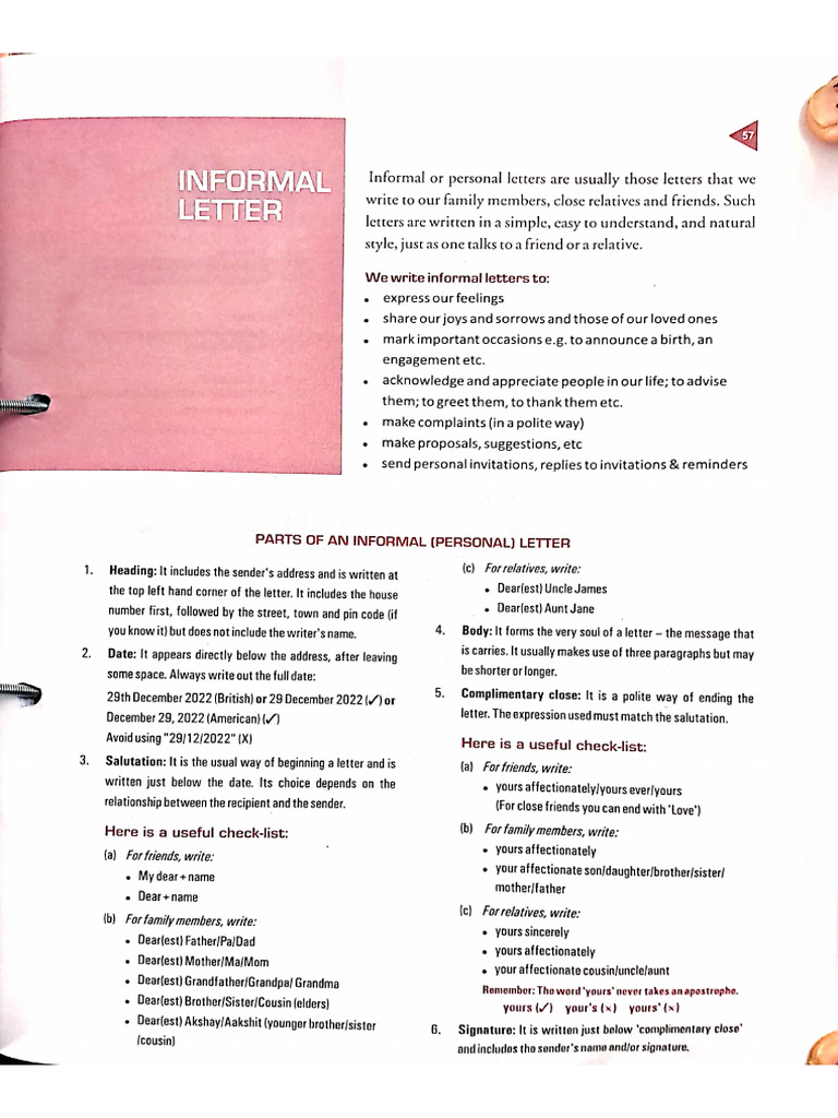 Class 6th Informal Letters (English) | PDF