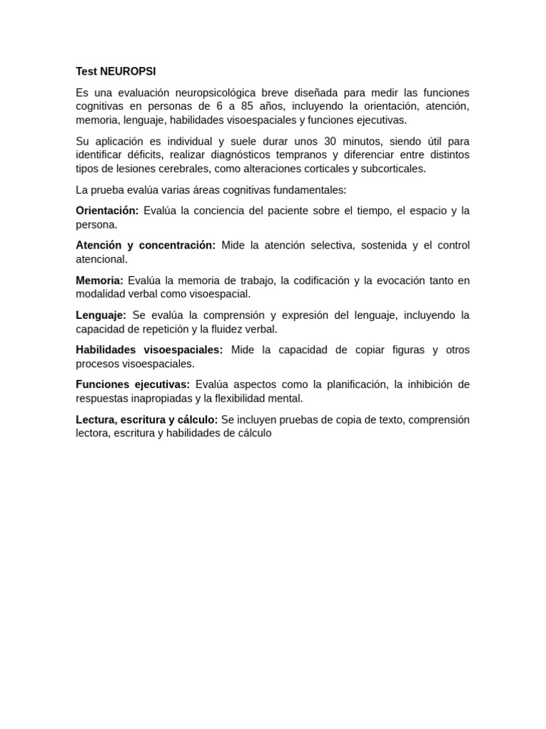 Test Neuropsi | PDF