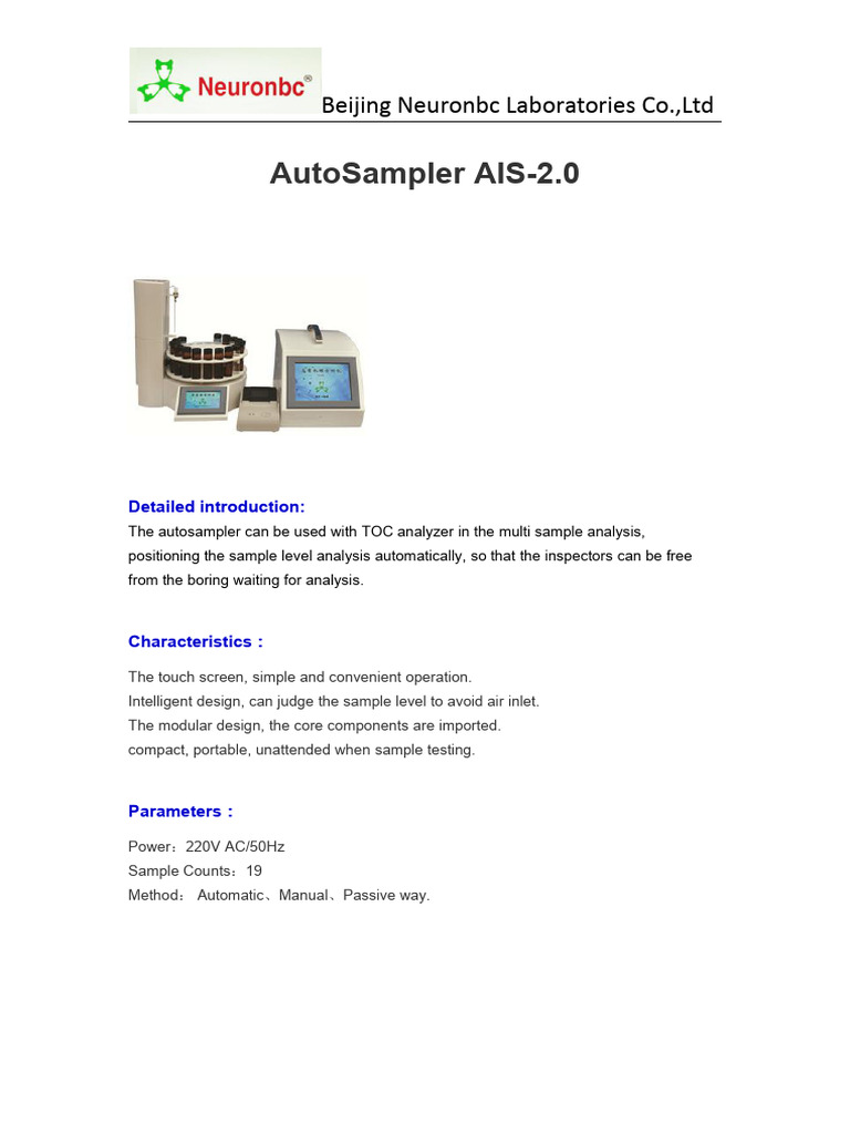 AutoSampler AIS 2.0 | PDF