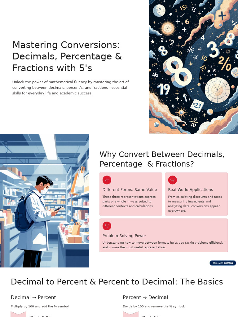 Mastering Conversions Decimals Percentage and Fractions With 5s | PDF ...