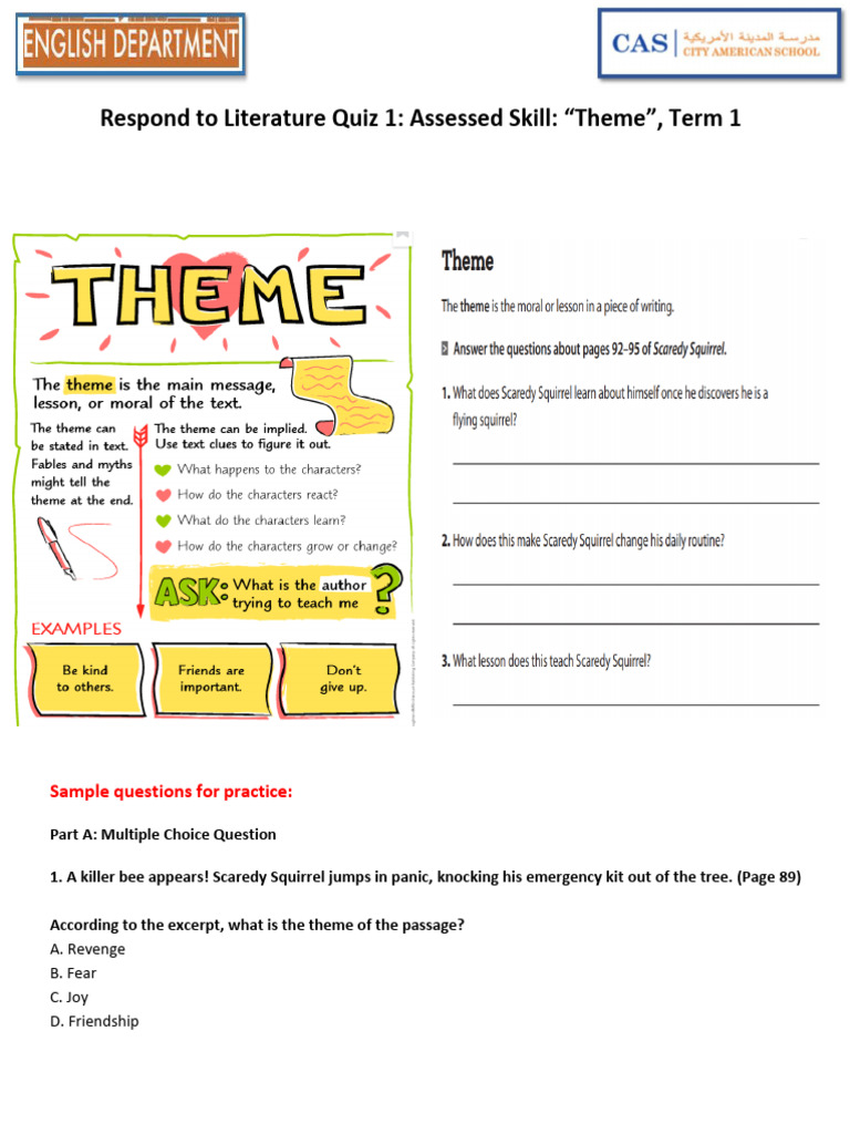 Literature Quiz on Theme Analysis | PDF