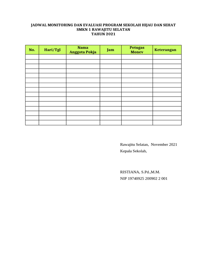 Program Dan Jadwal Monev | PDF