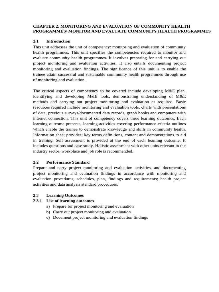 M&e For Community Health Programs Topic 1 | PDF | Evaluation ...