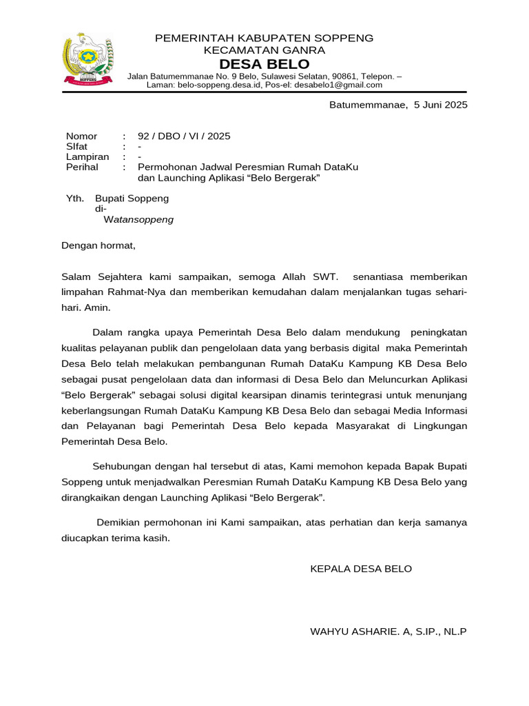Peresmian Rumah DataKu Desa Belo | PDF
