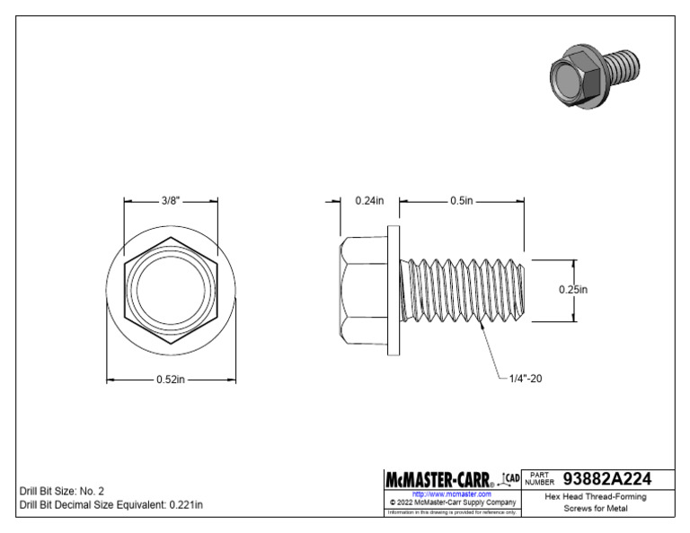 93882A224 - Hex Head Thread-Forming Screws For Metal | PDF