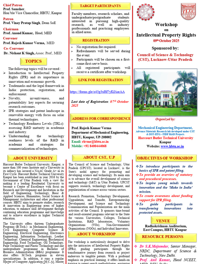 IPR Workshop at HBTU Kanpur 2025 | PDF | Engineering