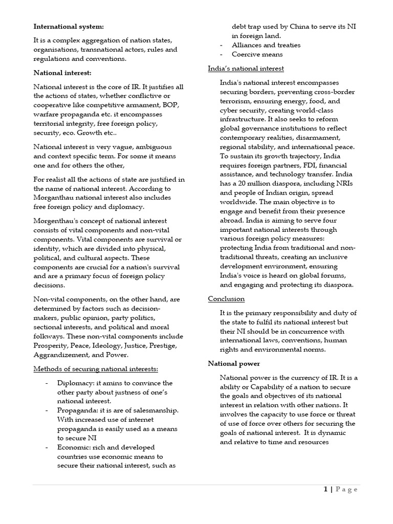 National Interest and Power in IR | PDF | Soft Power | Human Security