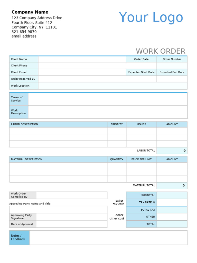 Work Order Template for Clients | PDF